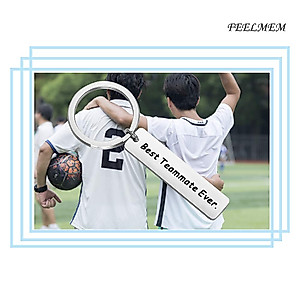 FEELMEM Teammate Gift Team Player Gift Sports Gifts Best Teammate Ever Keychain Football Basketball Baseball Swimming Soccer Team Gift Teammate Keyring Gift (silver)