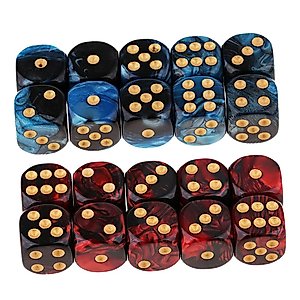 Yiotfandoll 20PCS Polyhedral Dice D6 Dice 16mm Acrylic 6 Sided Dice Game Dice for RPG MTG DND Dice Table Games (Blue Black and Red Black)