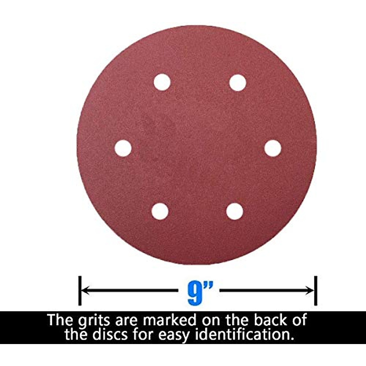 SACKORANGE 30 PCS 9 Inch 6 Hole 120 Grit Hook & Loop Sanding Discs - Aluminum Oxide Sander Disc Grinding Abrasive Sandpaper for Powe Drywall Sander Wood Furniture Finishing (120 Grit-30 Pack)