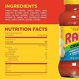 Ragu Chunky Tomato, Garlic and Onion Pasta Sauce, Made with Olive Oil, Diced Tomatoes, Delicious Garlic and Onions, and Italian Herbs and Spices, 24 OZ