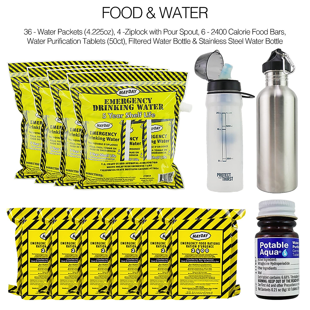 Ready America 72 Hour Elite Emergency Kit, 4-Person, 3-Day Backpack, Includes First Aid Kit, Survival Blanket, Emergency Food, Portable Disaster Preparedness Go-Bag for Earthquake, Fire, Flood