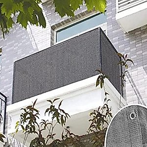 Polyester Balcony Privacy Screen Privacy Fence ScreenPolyester Balcony Privacy Screen, Outdoor Windscreen Sun Shade Cloth Cover with Zip Ties & Rope, UV Proof Weather-Resistant Screens ,0.9*3m