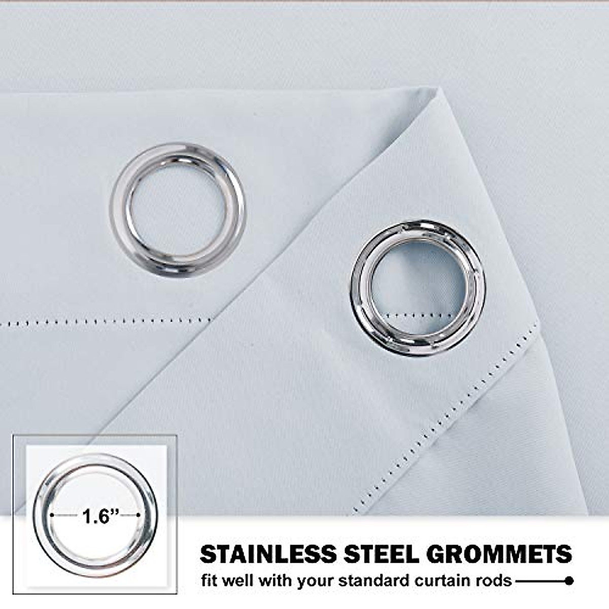 NICETOWN Greyish White Room Darkening Valances - Energy Efficient Kitchen Grommet-Top Kitchen Curtain Panels for Short Windows (2-Pack, W42 x L18 + 1.2 inches Header, Platinum-Greyish White)