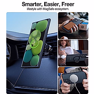 TORRAS Magnetic Guardian Designed for Samsung Galaxy S23 Ultra Case[Military Grade Drop Tested][Compatible with MagSafe] Semi-Clear Hard Back & Soft Edge case, Phantom Black