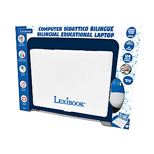 Lexibook, Educational and Bilingual Laptop Italian/English, Toy with 124 Activities to Learn Mathematics, Dactylography, Logic, Clock Reading, Play Games and Music, White, JC598i5