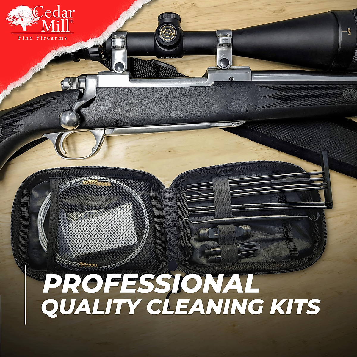 All-in-One Tactical Gun Cleaning Kit - Shotgun Cleaner Supplies Kits - 9mm Handgun, 357 Magnums, 38 Special, 40 to 45 Caliber Pistol, 22LR, 223, 257, 5.56mm Rifle with Molle Pouch