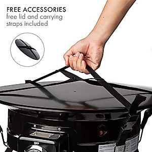 20" Portable Propane Fire Pit 58,000 BTU Outdoor Smokeless Camping Deluxe Propane Gas Fire Pit with Cover&Carry Kit,for Outside Fire Bowl Auto-Ignition for RV Backyard Deck Patio, Black