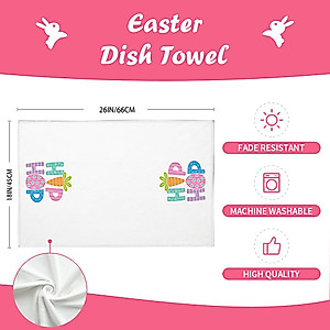 ARKENY Easter Kitchen Towels for Easter Decor Orange Carrot Bunny Dish Towels 18x26 Inch Ultra Absorbent Bar Drying Cloth HOP Hand Towel for Kitchen Bathroom Party Easter Decorations Set of 2