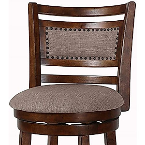 New Classic Furniture Aberdeen Counter Swivel Bar Stool with Open Back and Fabric Upholstered Seat & Back Rest, 24-Inch, Brown