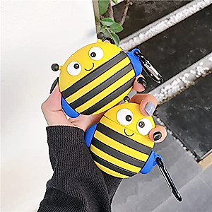 Silicone Case for Airpods Pro, Cute Cow Bees Protective Soft Rubber Cover Skin with Keychain for Kids Teens Girls Boys (Bee Case)