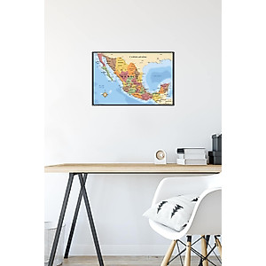 Trends International Map - Mexico Wall Poster, 14.725" x 22.375", Premium Poster & Mount Bundle
