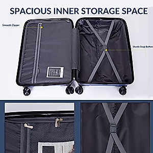 Tripcomp Luggage Sets Hardshell Travel Durable Suitcase Sets with Spinner Wheels TSA Lock, Carry-on,Luggage 3piece Set (20inch/24inch/28inch) (Blue)