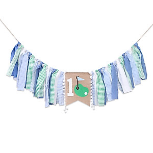 1st Birthday Highchair Banner,Golf Theme 1st Birthday Banner, One Banner 1st Birthday Boy, Highchair Banner 1st Birthday Boy, Happy Birthday Banner, Green Blue First Birthday Golf Theme Party Toppers