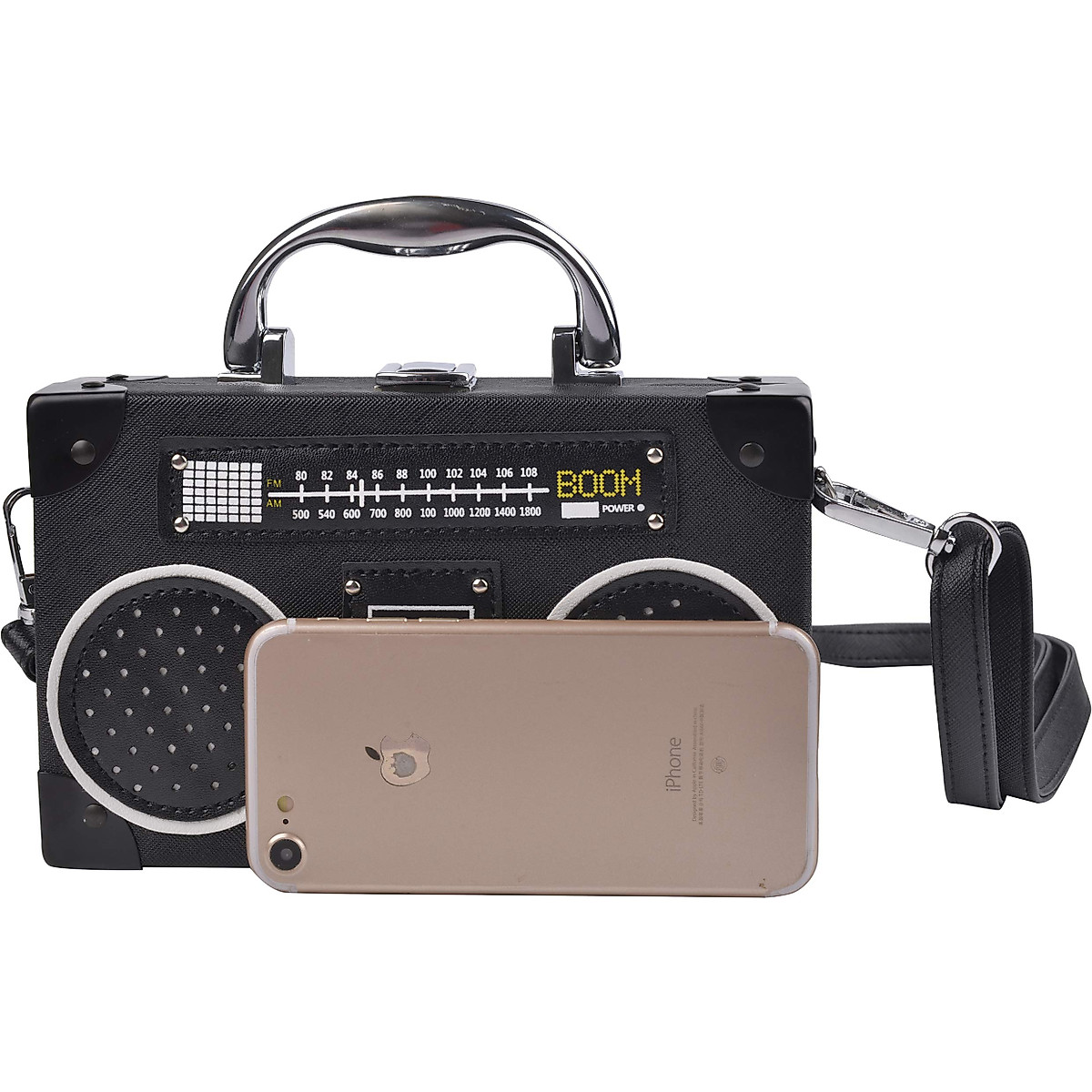 QZUnique Tape Shaped Shoulder Bag Radio Recorder PU Crossbody Bag Women's Retro Evening Bag Handbag Clutch Purse
