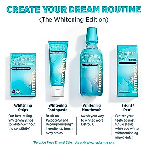 Lumineux Teeth Whitening Kit - Includes 7 Whitening Treatments, 1 Mouthwash, 1 Toothpaste & 1 Toothbrush - Natural & Enamel Safe for Sensitive Teeth - Fluoride Free, SLS Free & Dentist Formulated
