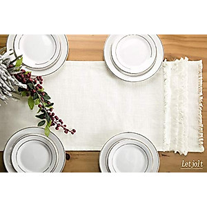 White Table Runner 72 Inches Farmhouse Table Runner Linen-Cotton Fabric Rustic Wedding Table Decor Birthday Party
