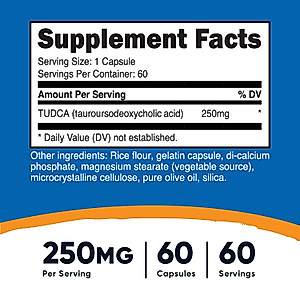Nutricost Tudca 250mg, 60 Capsules (Tauroursodeoxycholic Acid) - Premium Quality