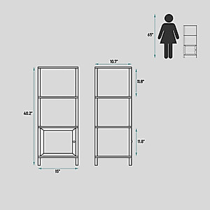 TUTOTAK 4 Tier Bookcase and Bookshelf, Narrow Book Shelf with Door for Small Space, for Living Room, Office, Study, Entryway, Greige BS03BG004