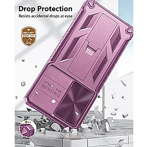 for Motorola Moto G-Stylus 5G-2022 Case: Military Grade Drop Proof Protection Cover with Kickstand | Matte Textured Rugged Shockproof TPU | Protective Phone Case for Moto G Stylus(Pink Purple)