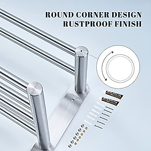 Bathroom Towel Rack 3 Tier with 24-Inch Multilayer Hotel Racks 304 Stainless Steel Towel Bar Shelf Wall-Mounted Brushed Finish Bar withTowel Shelves,3-Tier Bar Mounted Hotel Racks