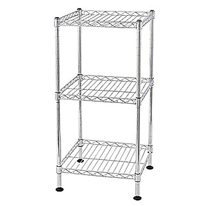 QXDRAGON 3-Tier Steel Wire Shelving Tower,Wire Shelving Metal Storage Rack Adjustable Shelves for Bathroom and Kitchen, Adjustable Shelving, NSF Wire Shelving