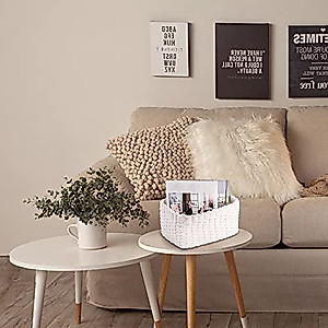 Coloch Set of 3 Paper Rope Woven Storage Basket, Recyclable Makeup Organizer Bin Stackable Nesting Basket for Shelf, Countertop, Toys, Towels, Small Household Items, White 3 Sizes