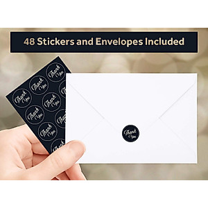 crbn Men Thank You Notes Bulk Retro 48 Thank You Cards Bulk w/Stickers & White Envelopes – Vintage & Retro – 4x6 Blank Note Cards – Perfect for Weddings, Bridal Showers, Graduation, and Baby Showers