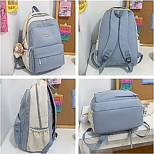 ZEnaha Cute Aesthetic Backpack Kawaii Backpack Classic Backpack for Women Laptop Bag Preppy Large-capacity Stitching Backpack (Pink)