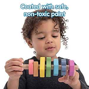 TickiT - 74003 Rainbow Wooden Shape Twister - 7 Shapes and Colors - For Ages 18m+ - Loose Parts Wooden Toys for Toddlers and Preschoolers