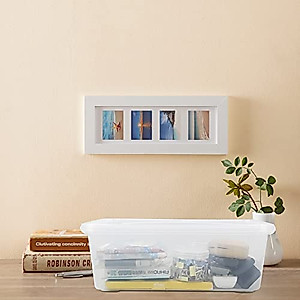 Kekow 4-Pack Plastic Clear Storage Bins with Lids, Plastic Latch Storage Box, 14 L