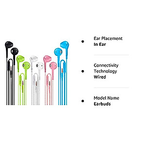 Jogteg Earbuds Headphones with Microphone Pack of 5, Noise Isolating Wired Earbuds, Earphones with Powerful Heavy Bass Stereo, Compatible with Android, Phone, Laptops, MP3 and Most 3.5mm Interface