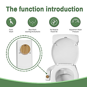 Jecatiy Bidet Attachment, Non-Electric Dual Nozzle Cold Water Bidet Attachment for Toilet Seat, Adjustable Water Pressure, Rear and Feminine Wash, Right or Left Hand Control