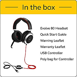 Jabra Evolve 80 UC Wired Headset Professional Telephone Headphones with Unrivalled Noise Cancellation for Calls and Music, Features World-Class Speakers and All Day Comfort