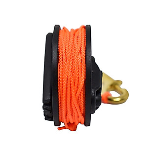 Scuba Choice Scuba Diving Compact Finger Spool with Plastic Handle, 65', Orange Line