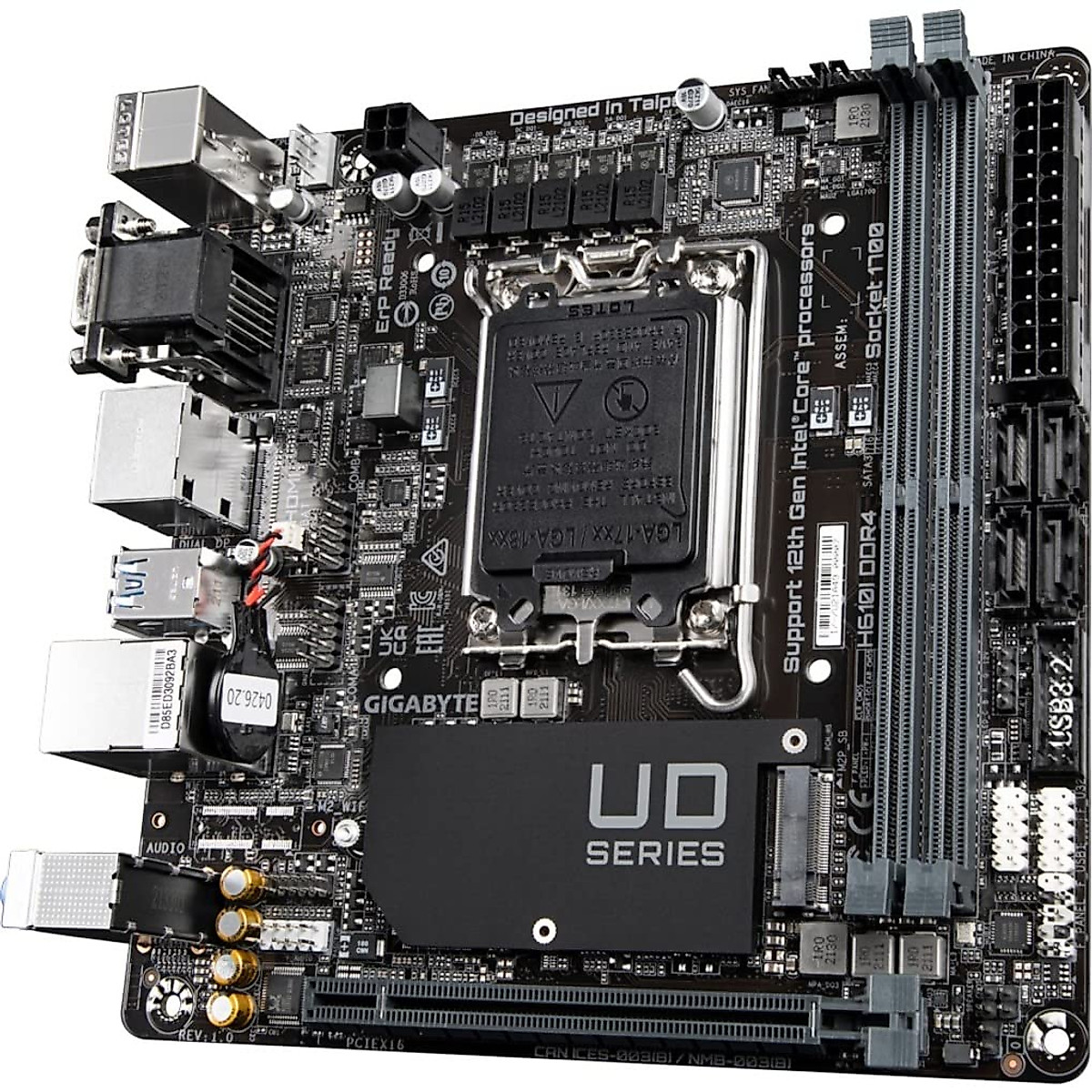 GIGABYTE H610I DDR4 (H610/ Intel LGA 1700/ Mini-ITX/ DDR4/ Single M.2/ PCIe 4.0/ USB 3.2 Gen1/ Intel GbE LAN Chip/Motherboard)