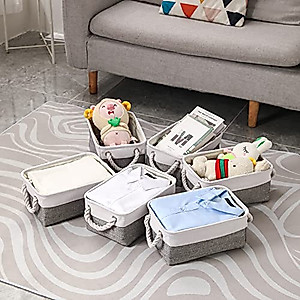 QBSM Storage Baskets for Organizing, 11.8'' x 7.8'' x 5.1'' Set of 6 Fabric Storage Cubes Baskets for Shelves, Small Collapsible Linen Organizers Bins with Handles for Closet Laundry Nursery, Baskets for Gifts Empty