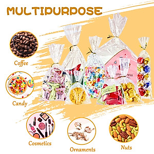 Cherodada 6"x 10", 200Pcs Cellophane Treat Bags with Twist Ties for Gift Wrapping, Wrapping Candies, Cookies, Chocolates, Popcorn