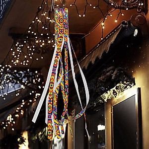 Mosaic-Ceramic Tile Pattern Halloween Windsocks Flag 59 Inch Flag Wind Socks Outdoor Hanging Decoration Halloween Decorations Halloween Decor Outdoor for Home Yard Patio with Led Light