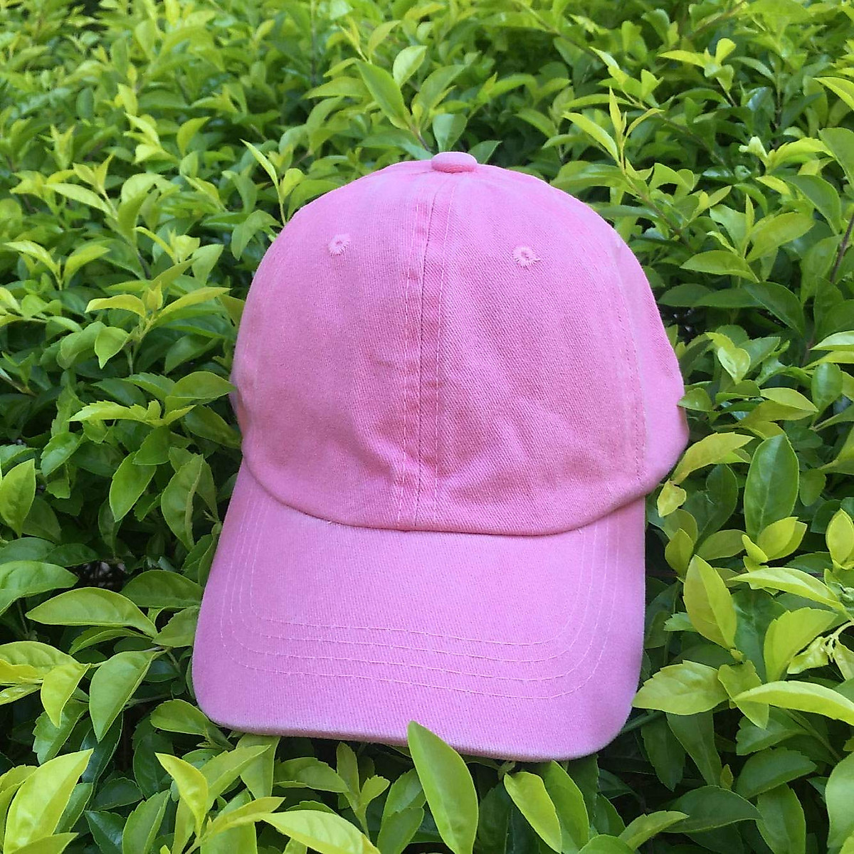 Waldeal Girls' Cute Ponytail Hat Distressed Adjustable Kids Plain Baseball Dad Cap Pink