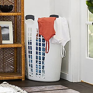 Gracious Living 91786-5C Easy Carry Flex 87.5 Liter Dirty Clothes Basket, Large Fully Ventilated Plastic Laundry Hamper Bin with Handles, White