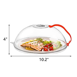ZEAYEA 4 Pack Microwave Cover for Food, Clear Microwave Splatter Cover with Handle, 10 Inch Dish Plate Cover with Adjustable Steam Vents Keep Microwave Oven Clean, BPA Free Anti-Splatter Guard Lid