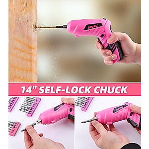 DOWELL Power Electric Cordless Screwdriver Set Rechargeable 3.6V Power Screwdriver Kit Tools for Women with 27pcs Accessories Pink