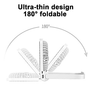 Personal USB Desk Fan, iHoven Mini Portable 14h Cooling Office Rechargeable Small Table Fan, 4800mah Quiet Battery Operated Desktop Fan Adjustable for Home Office Car Outdoor Travel White (white)