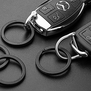 FEGVE Titanium Key Rings Split Rings 4 Packs, Key Rings for Keychains, Keychain Ring for Home Car Keys Organization (Black - 32 mm / 1.25 inches)