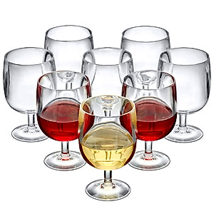 Amazing Abby - Stacy - 12-Ounce Stackable Plastic Wine Glasses (Set of 8), Reusable Plastic Wine Glasses, BPA-Free and Shatter-Proof, Perfect for Poolside, Outdoors, Camping, and More