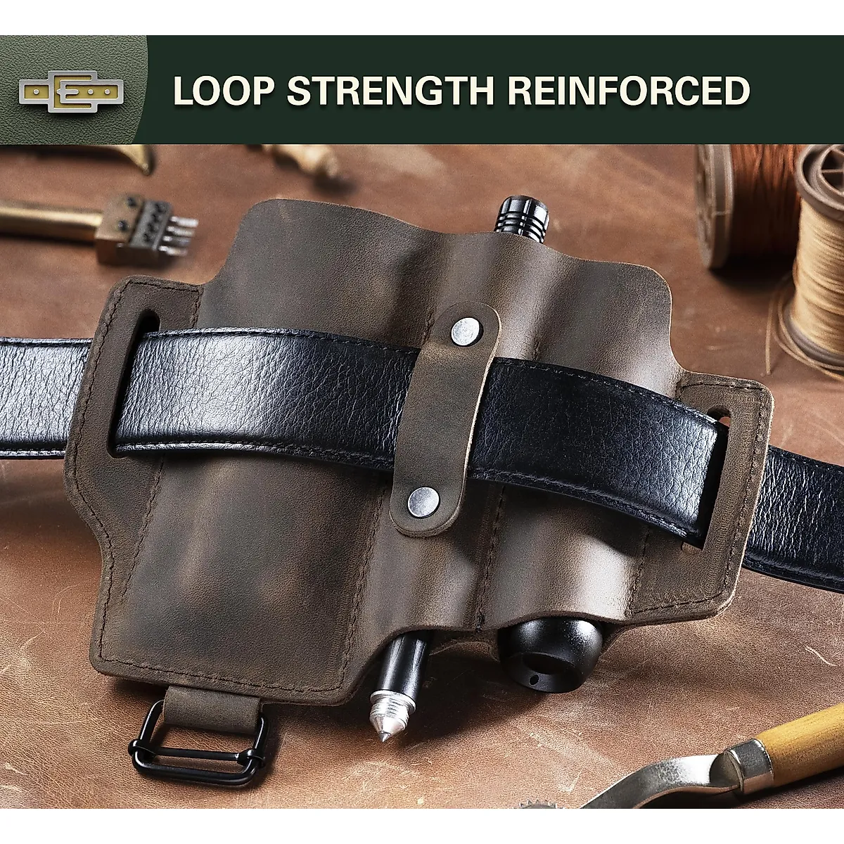 EDC Multitool Sheath for Belt - Compact Knife and Flashlight Holster for Daily use - Leatherman Sheath for Men - Handmade Leather EDC Tool Organizer - Belt Pouch for Work - CatchandCraft