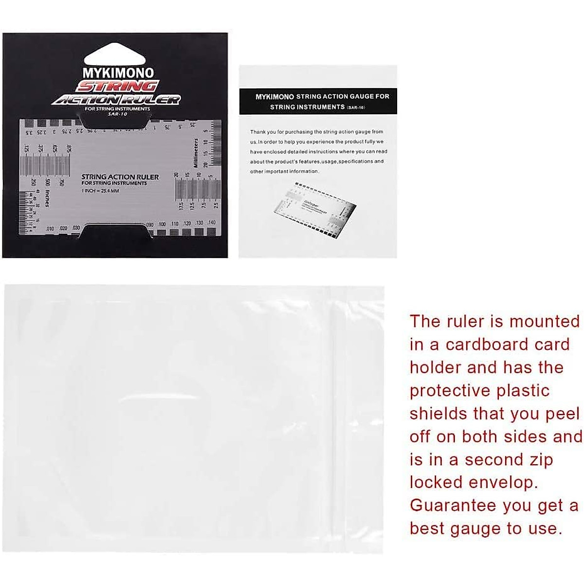 String Action Gauge Ruler, Guitar Height Gauge Set Up Tool for Electric Bass and Acoustic Guitar