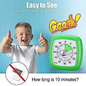 AIMILAR Visual Countdown Timer for Kids - 60 Minute Visual Kitchen Count Down Timer Silent Time Tracker for Toddler ADHD Children and Adults Cooking Meeting Classroom Activity (Green)