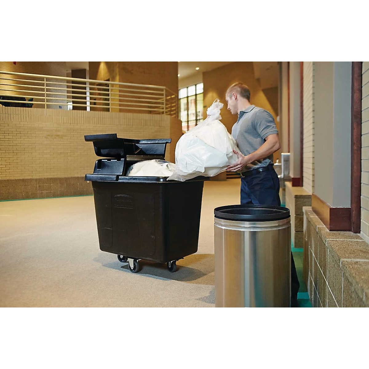 Rubbermaid Commercial MDPE 102.9-Gallon Laundry and Waste Collection Cube Truck, Rectangular, 31-Inch Width x 43-3/4-Inch Depth x 37-Inch Height, Black (FG461600BLA)