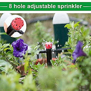 Kalolary Irrigation Dripper Drip Emitter, 20PCS Micro Spray Adjustable 360 Degree 8 Holes Full Circle Water Flow Irrigation Dripper Micro Sprinkler Drip System Parts for Garden Lawn Flower Bed(13.2cm)